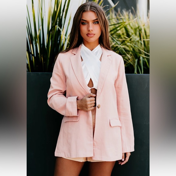 Topshop | Jackets & Coats | New Topshop Baby Pink Oversized Blazer ...